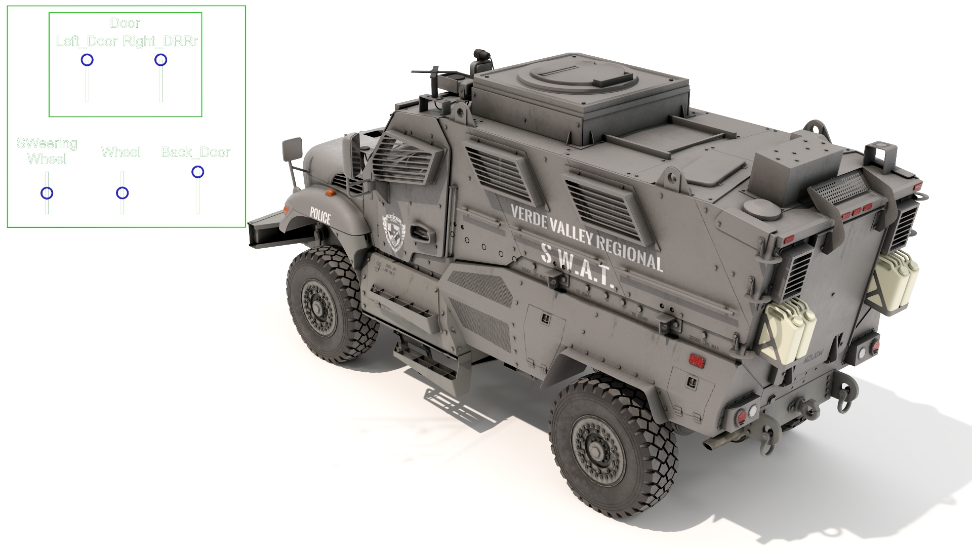Police SWAT Armored Vehicle Grey Rigged 3D Model - TurboSquid 2285013