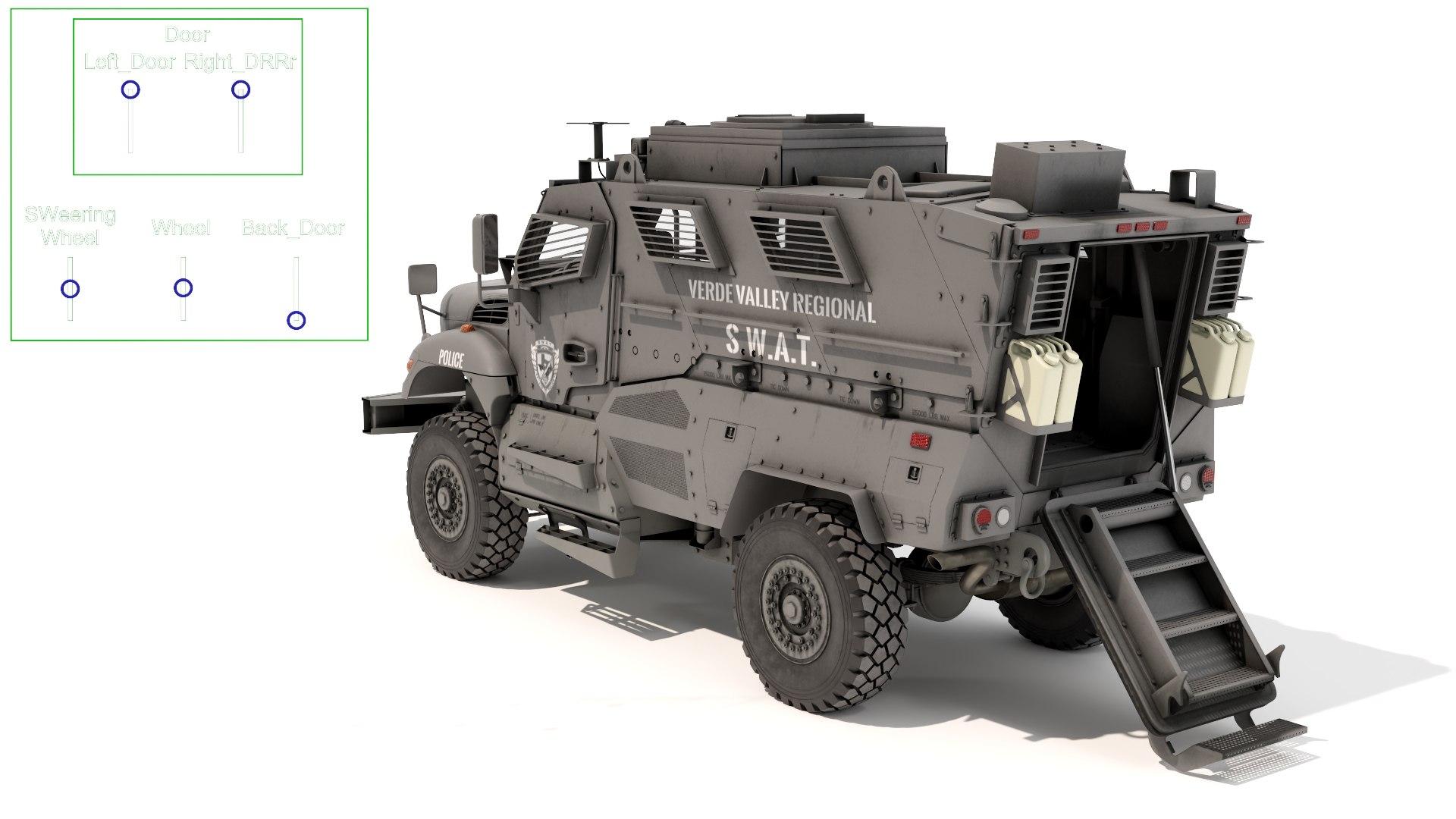 Police SWAT Armored Vehicle Grey Rigged 3D Model - TurboSquid 2285013