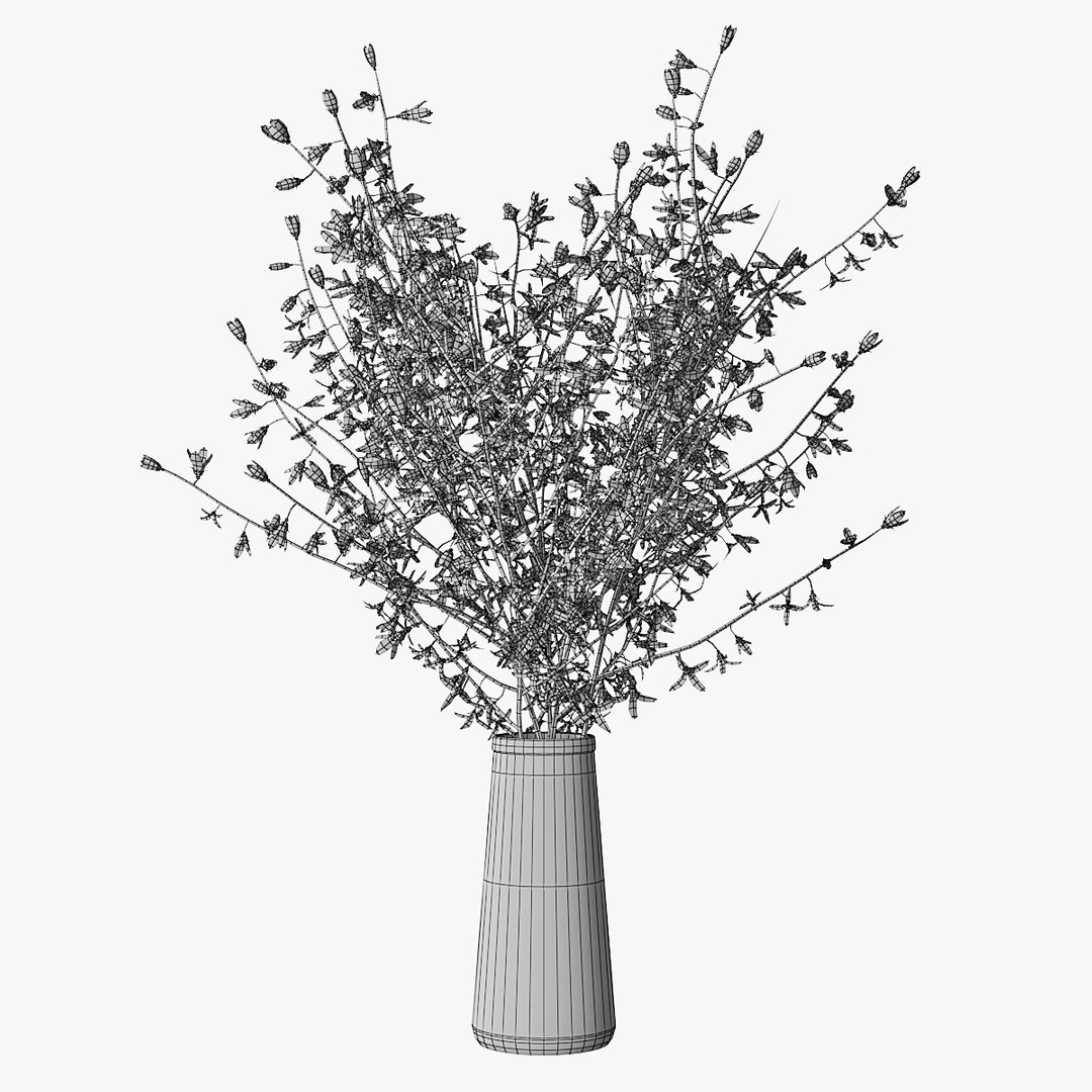 3D Forsythia Branches Vase - TurboSquid 1545482