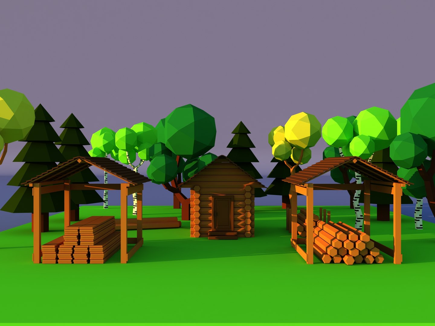 Cute Cartoon Village Wooden Lumbermill Low Poly 3D - TurboSquid 1968097