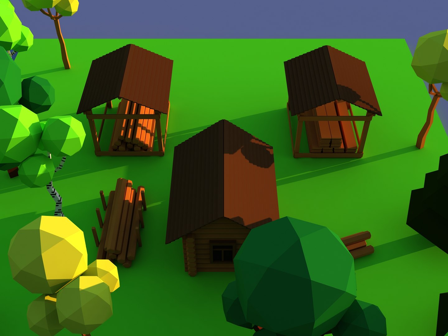 Cute Cartoon Village Wooden Lumbermill Low Poly 3D - TurboSquid 1968097