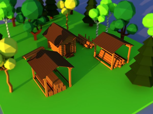 Cute cartoon village wooden lumbermill Low Poly 3D 모델 - TurboSquid 1968097