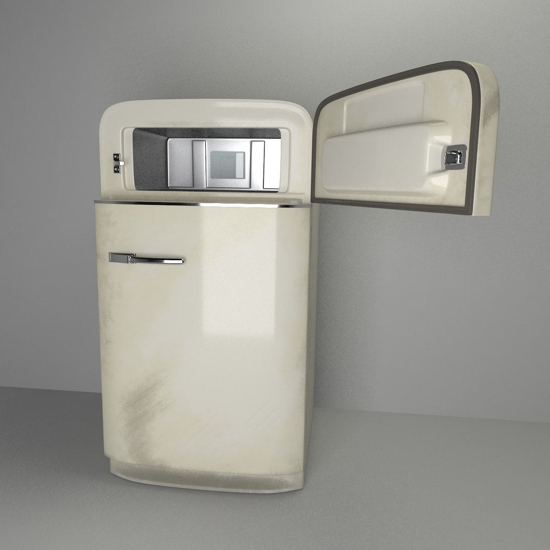 3d Model Old Vintage Refrigerator