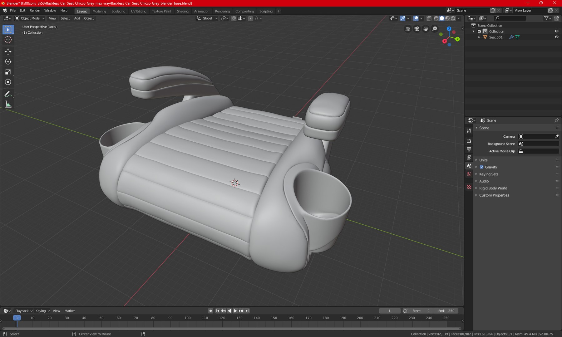 Backless Booster Car Seat Chicco Blue 3D Model - TurboSquid 2195857