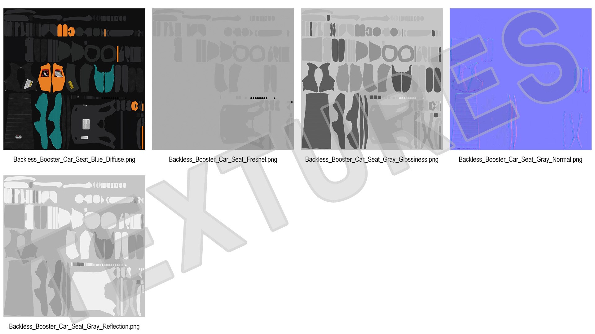 Backless Booster Car Seat Chicco Blue 3D Model - TurboSquid 2195857