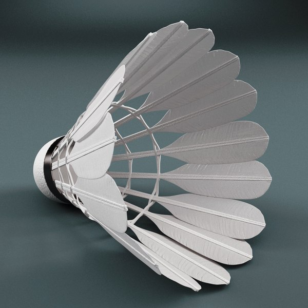 3d model badminton v1 racket shuttlecock