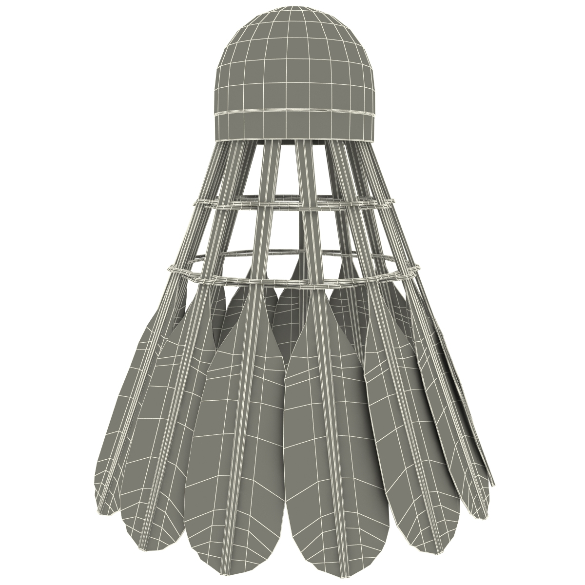 3d model badminton v1 racket shuttlecock