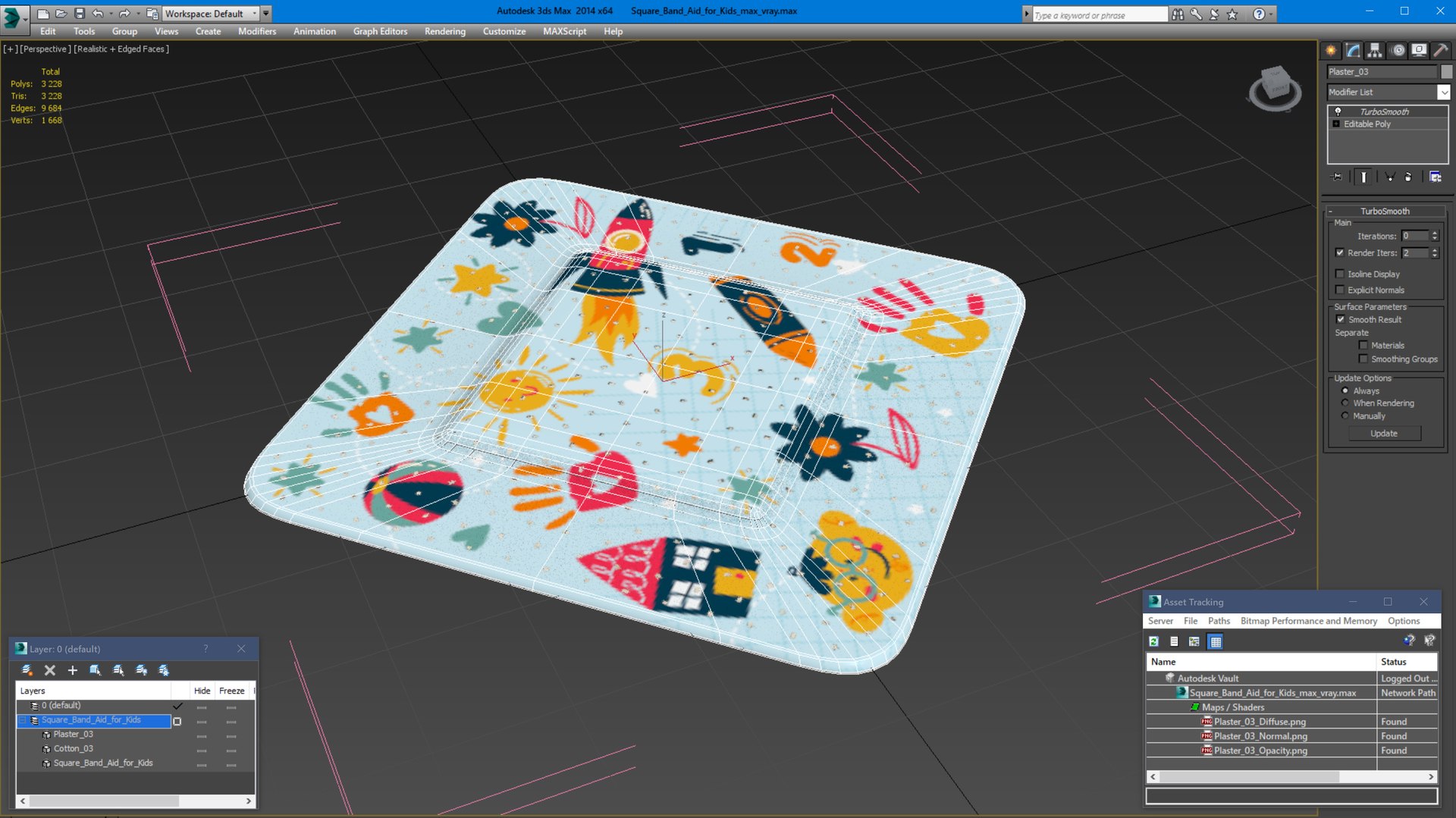 Square Band Aid For Kids 3D Model - TurboSquid 1940399