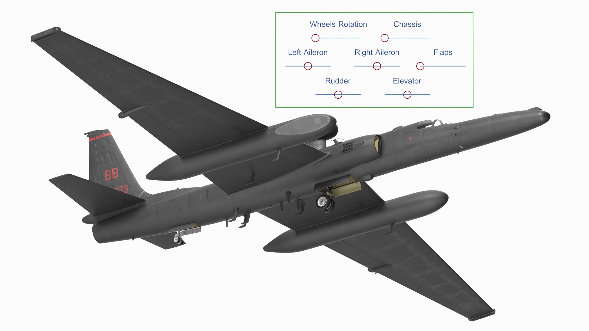3D U2 Dragon Lady Aircraft Simple Interior Rigged - TurboSquid 2088461