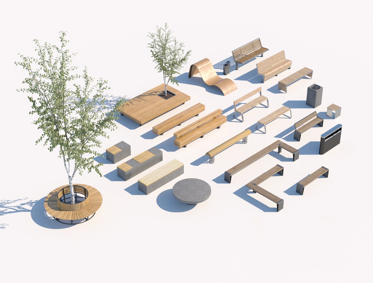 Street Bench Pack V03 3D Model - TurboSquid 1635891