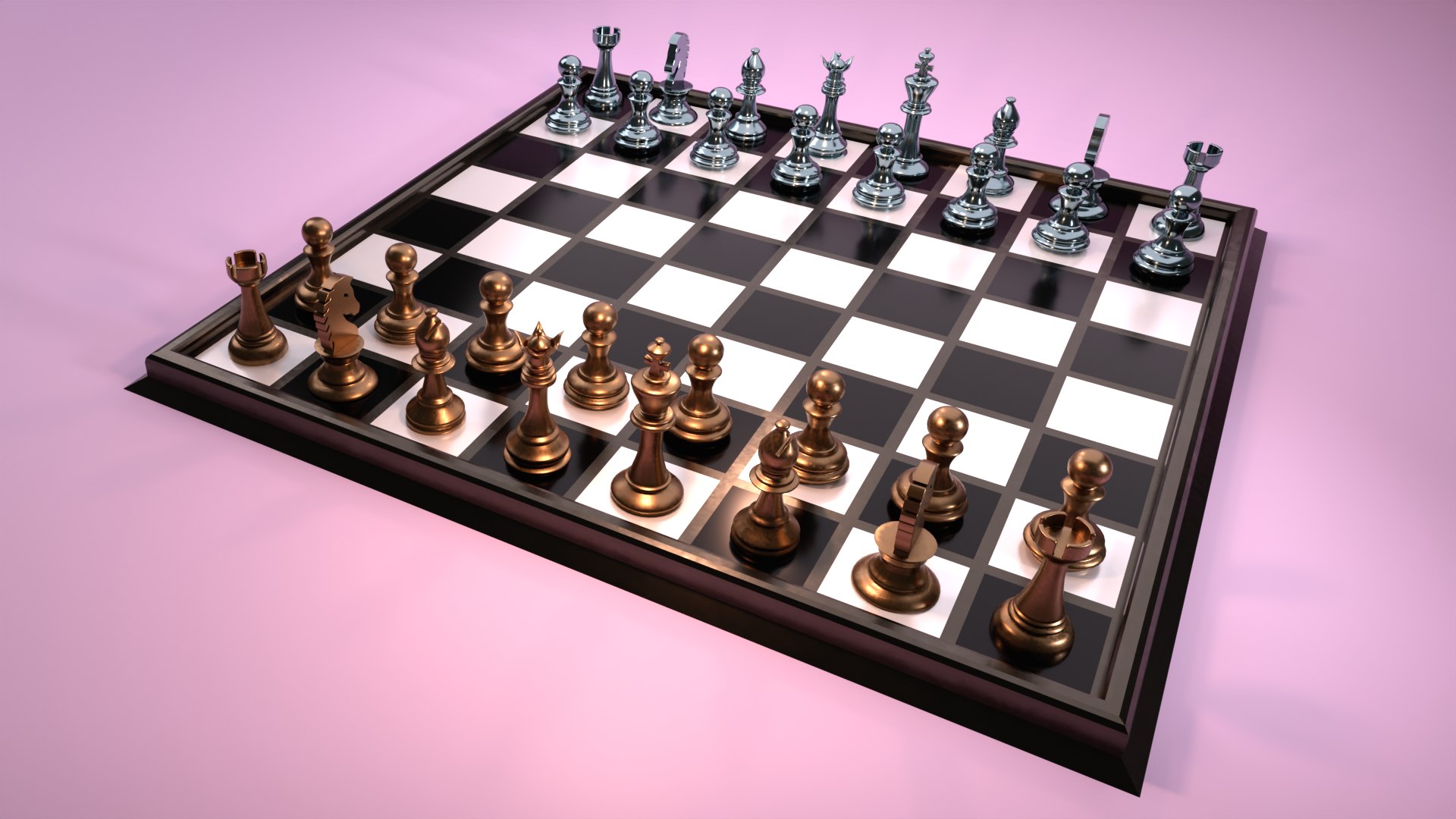 Free Metallic Chrome Chess Set Blender 3D Model - TurboSquid 1855531