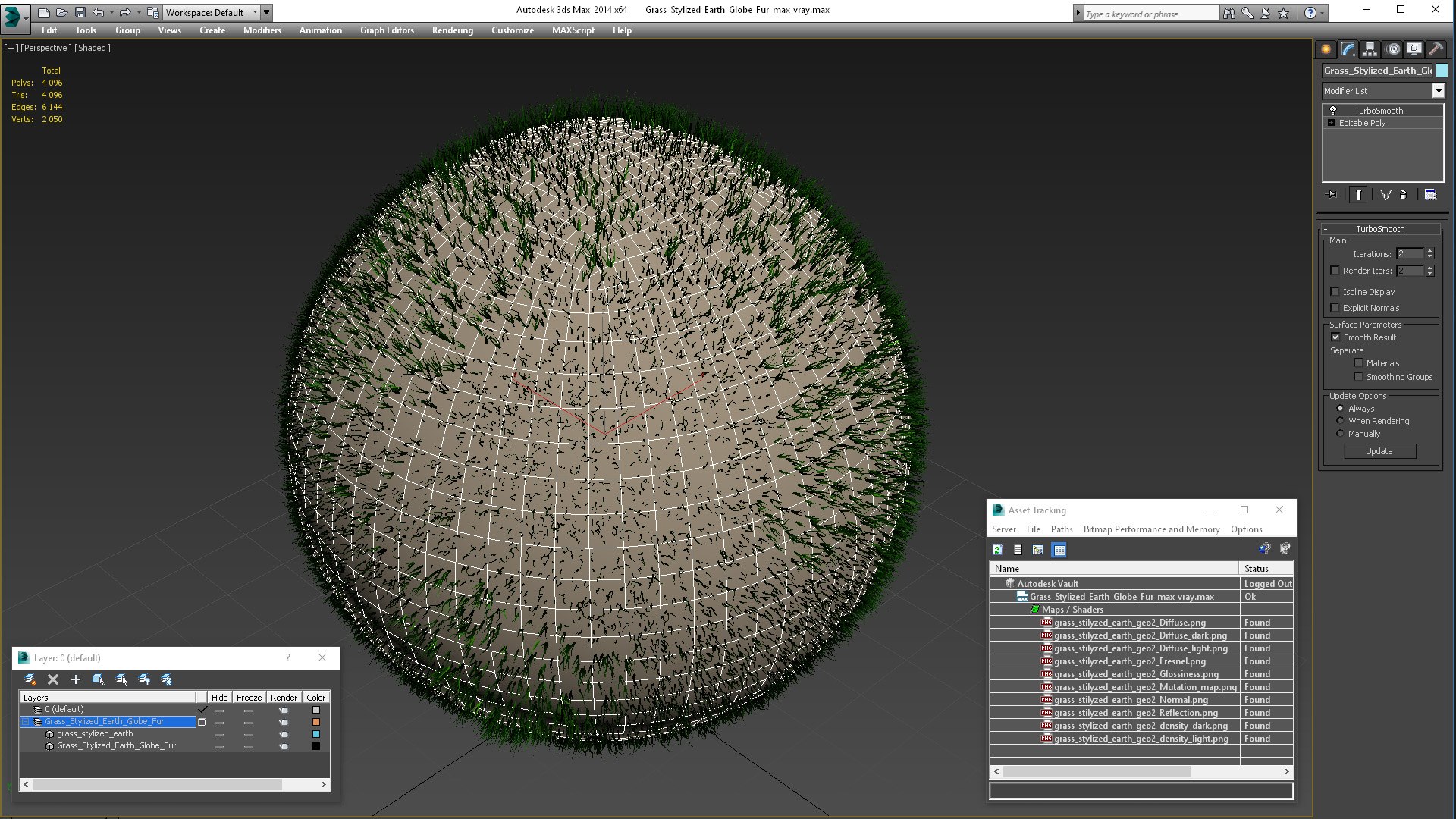 3D Grass Stylized Earth Globe Fur - TurboSquid 2184586