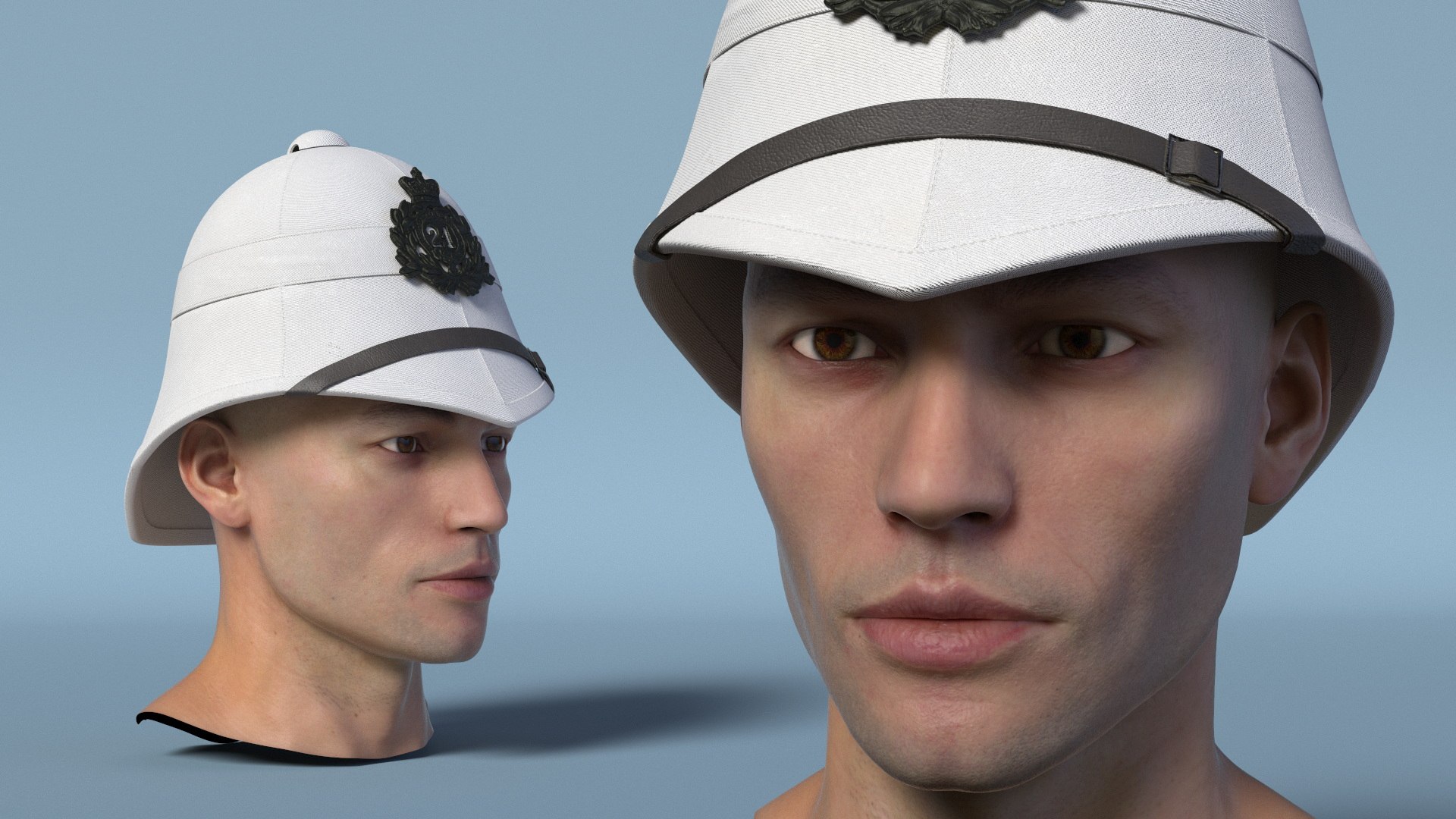 White Parade British Army Pith Helmet On Man Head 3D Model - TurboSquid ...