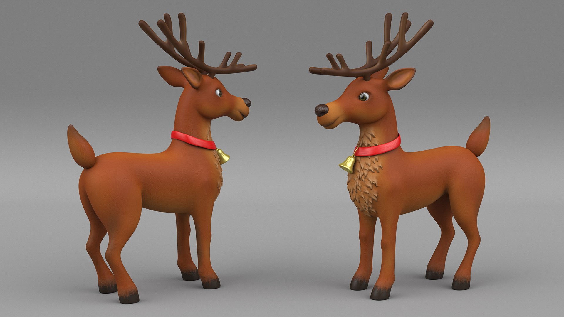 Christmas Reindeer Cartoon Basic Pose Model - TurboSquid 2180371