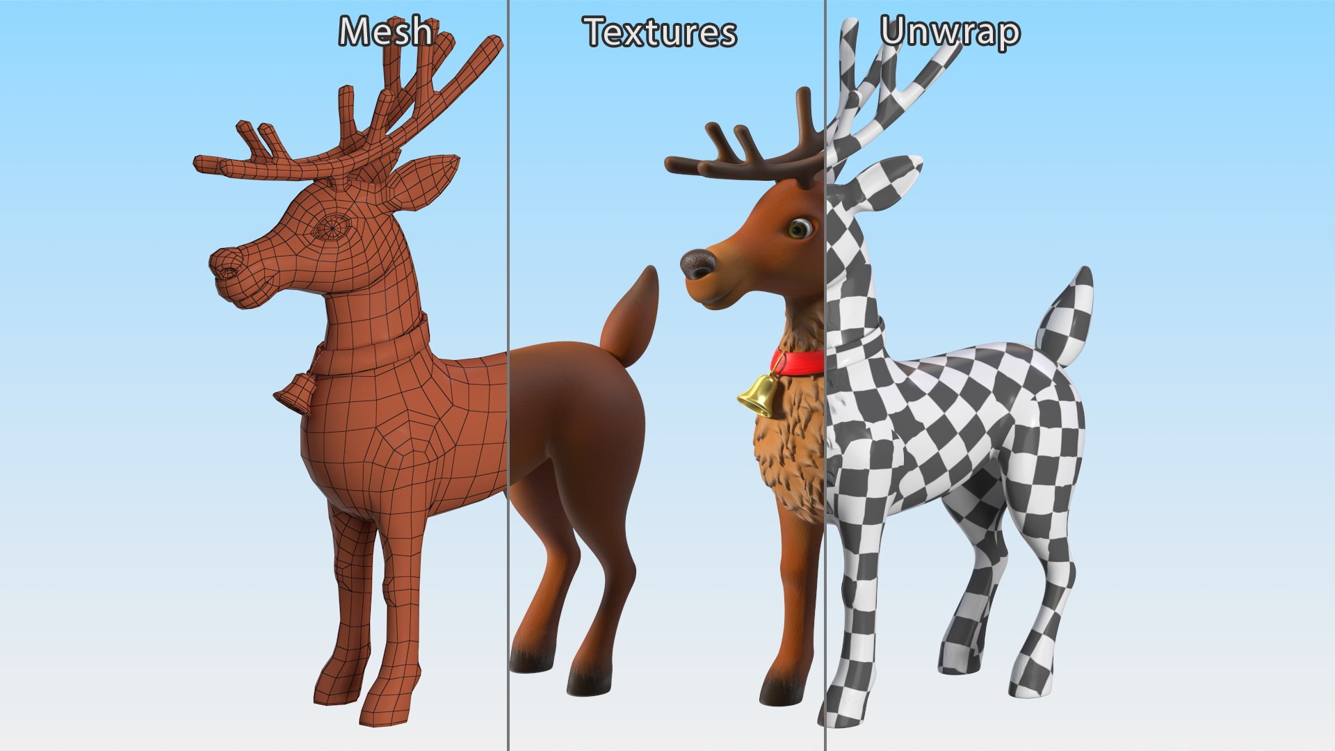 Christmas Reindeer Cartoon Basic Pose Model - TurboSquid 2180371
