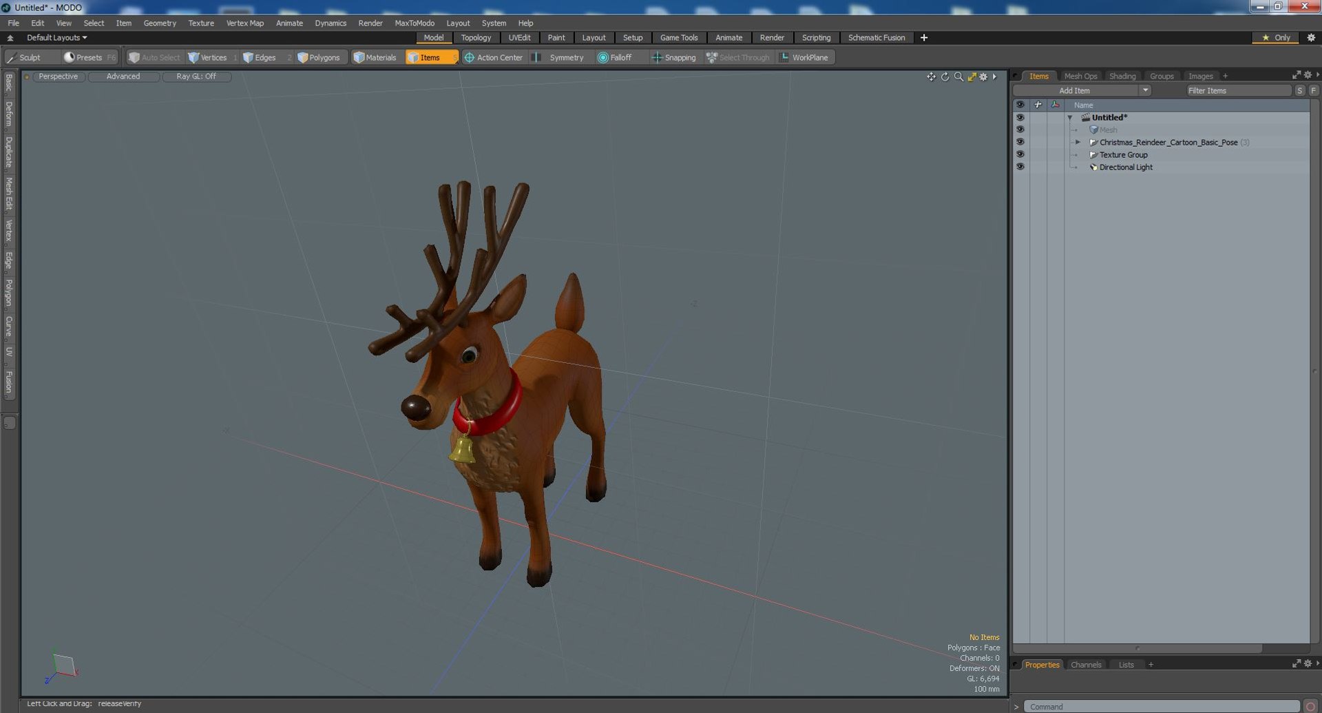 Christmas Reindeer Cartoon Basic Pose Model - TurboSquid 2180371