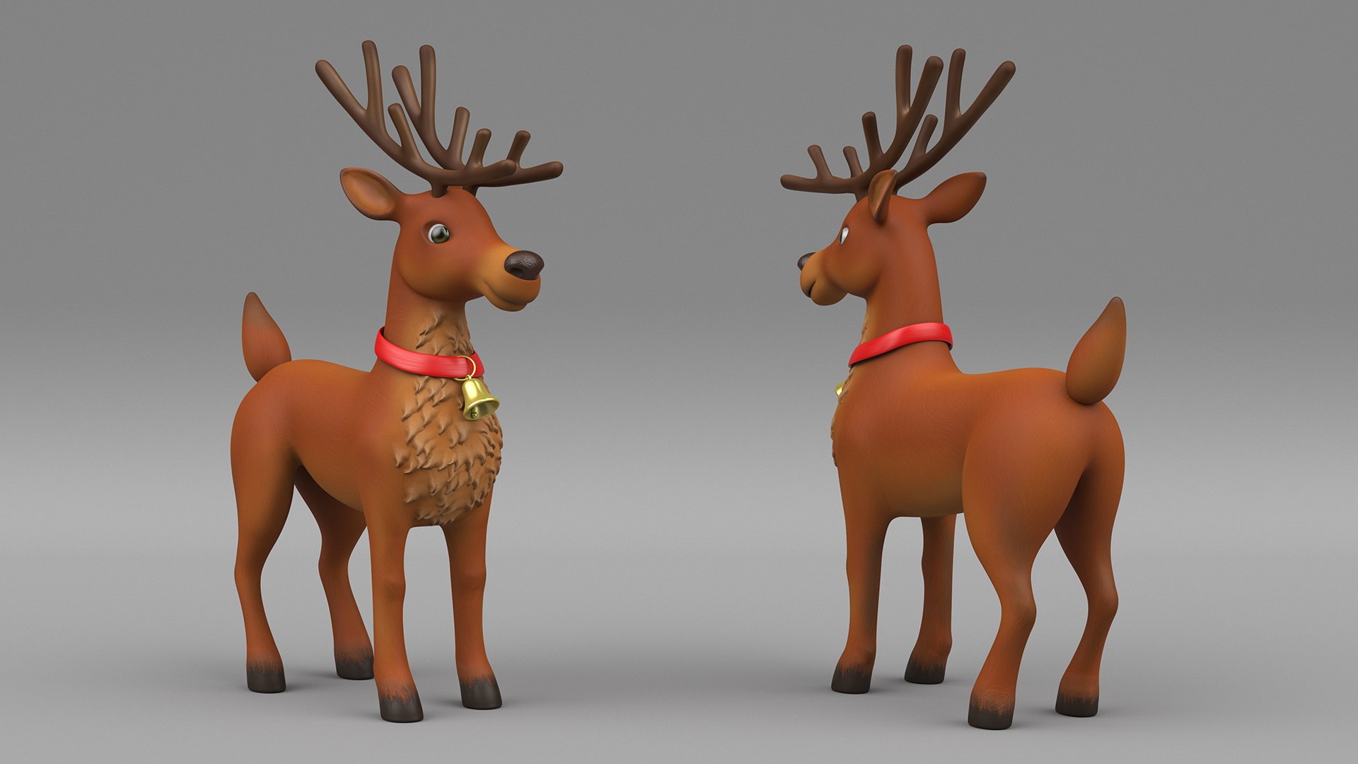 Christmas Reindeer Cartoon Basic Pose Model - TurboSquid 2180371