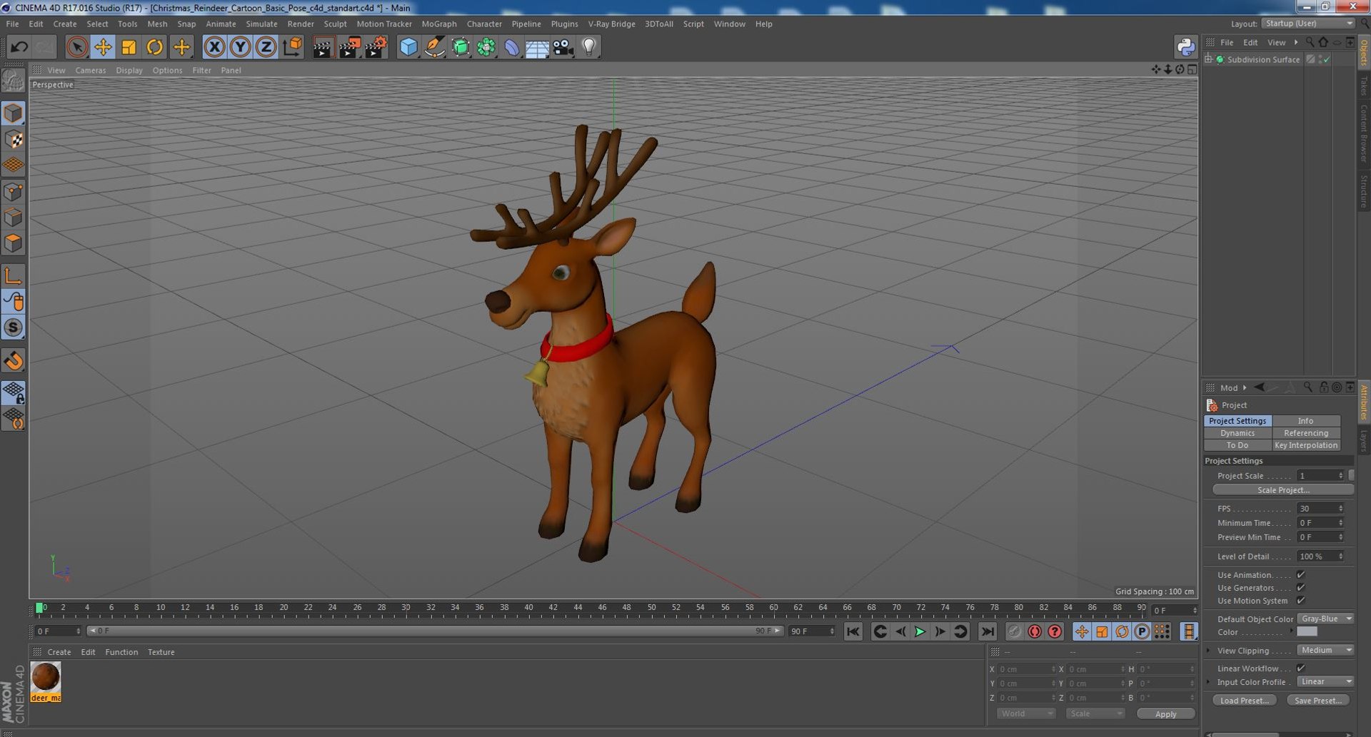 Christmas Reindeer Cartoon Basic Pose Model - TurboSquid 2180371
