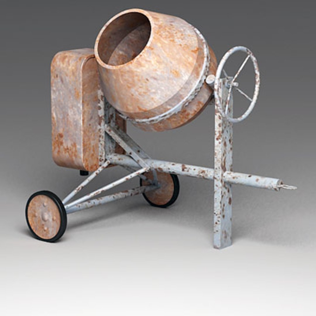 cement mixer wheelbarrow wheel 3d model