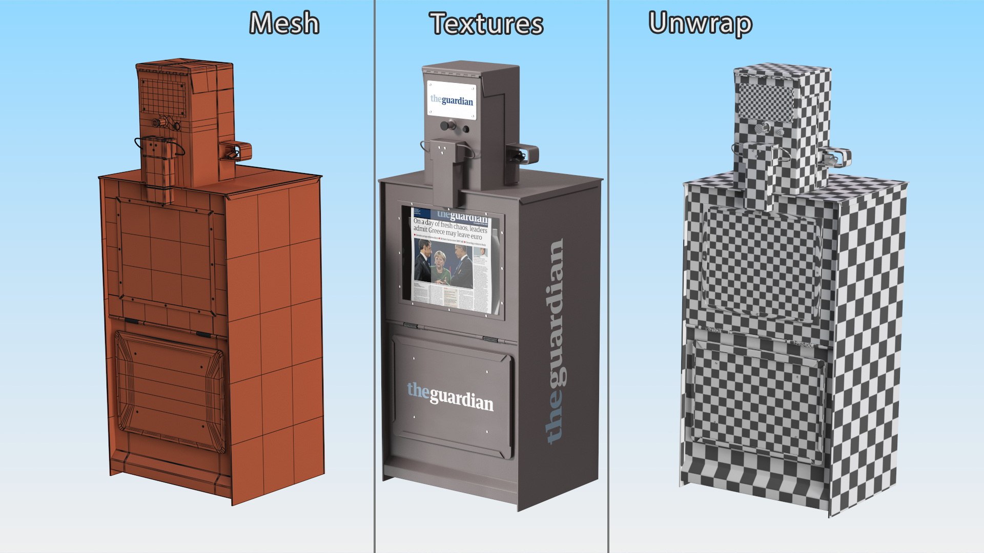 3D Newspaper Vending Machine Model - TurboSquid 2229460