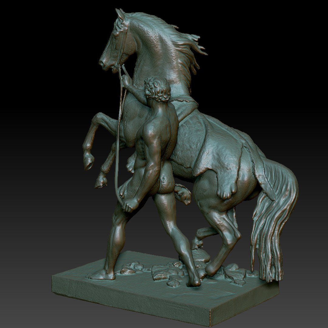 3d Model Sculptural Taming Horse Statue