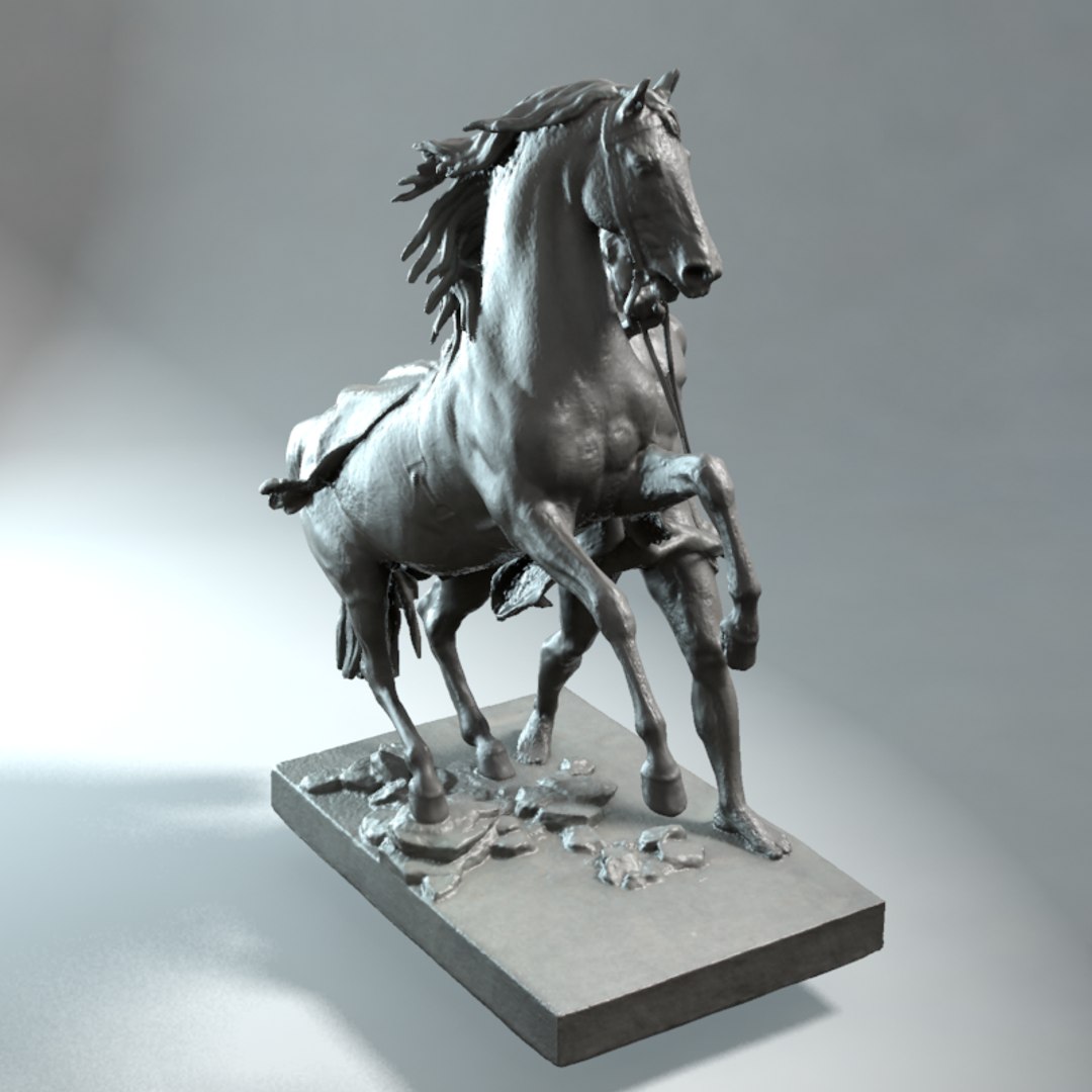 3d Model Sculptural Taming Horse Statue