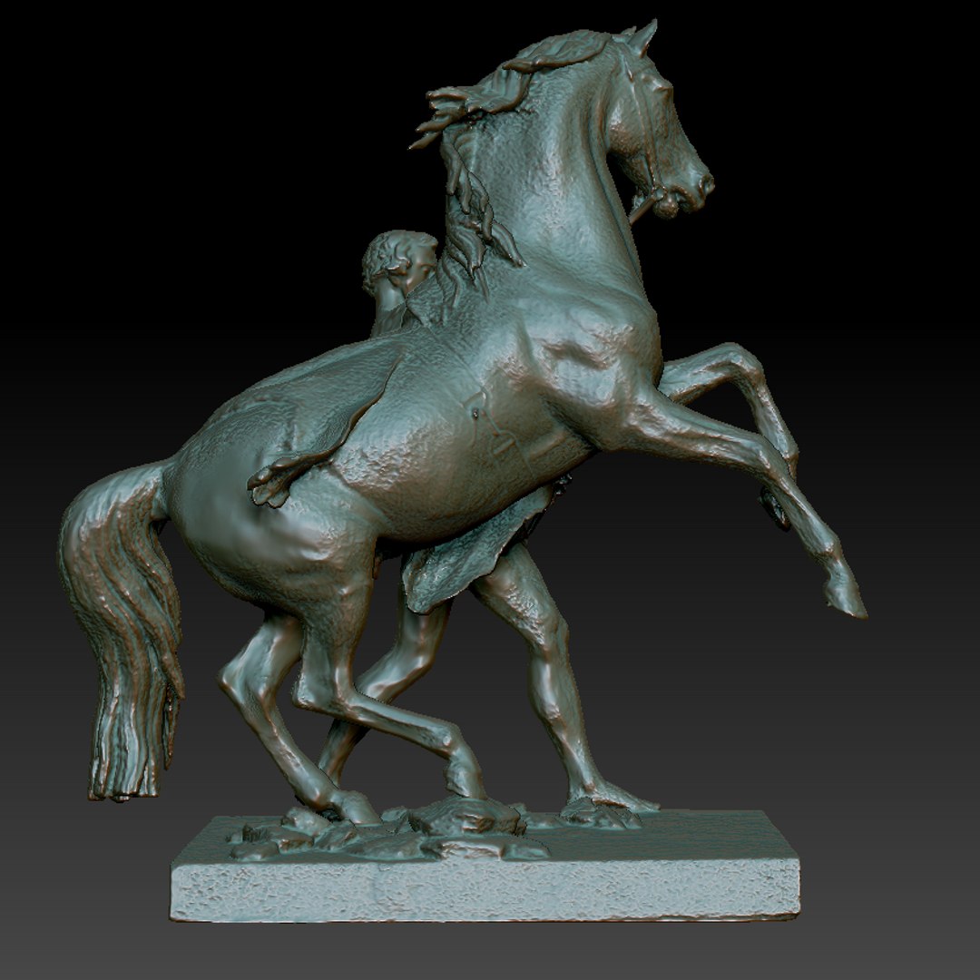 3d Model Sculptural Taming Horse Statue