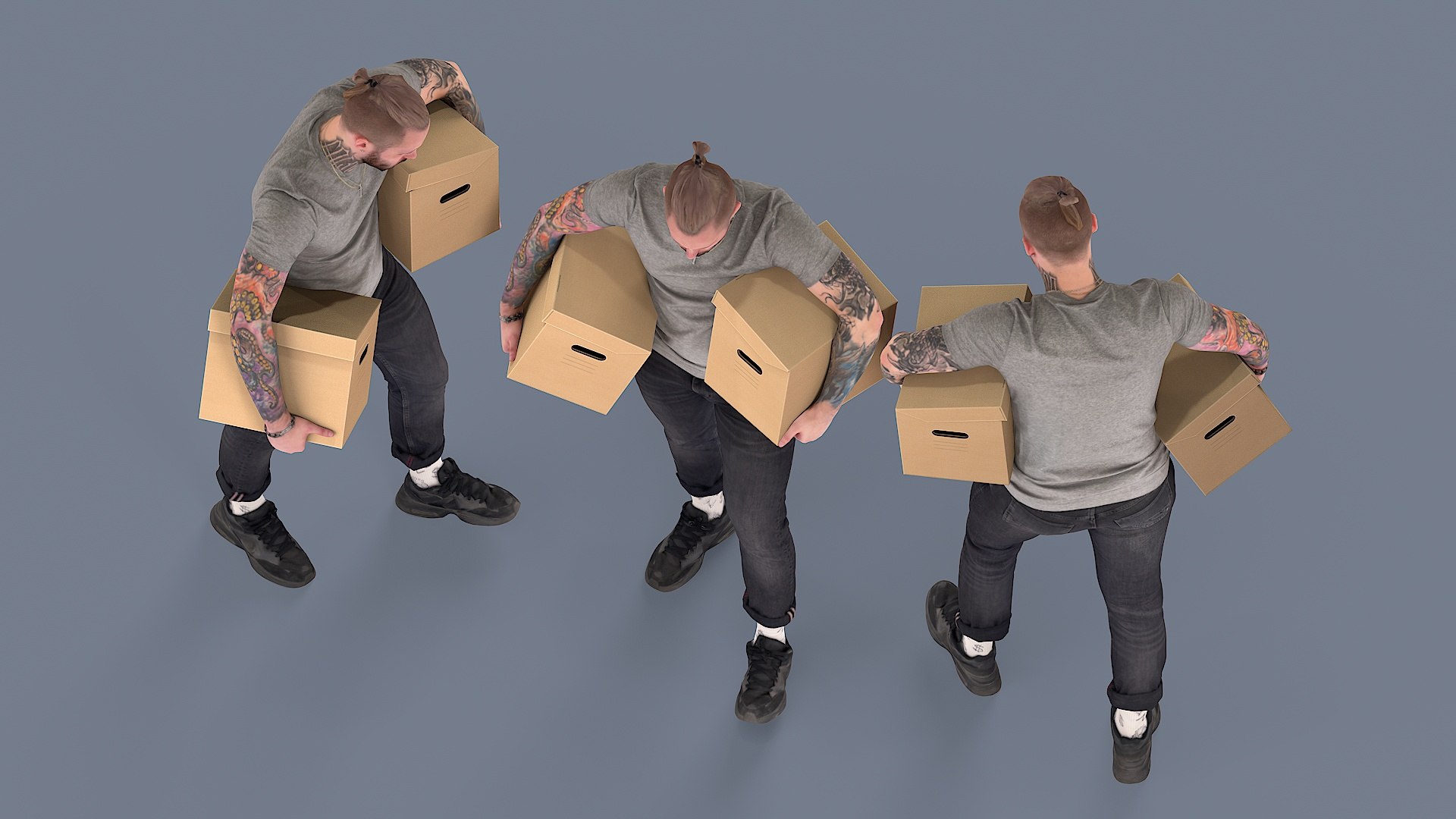 3D Moving Day Young Man With Cardboard Boxes Model - TurboSquid 2099398
