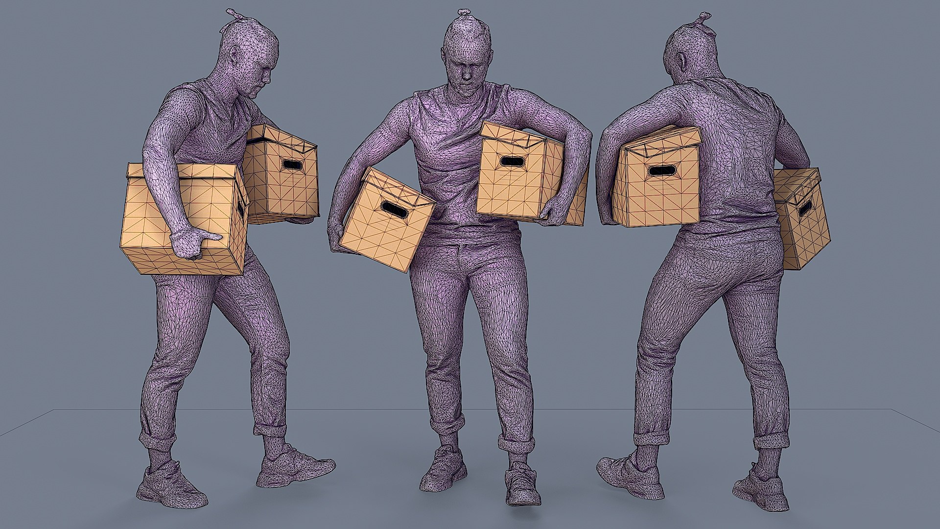 3D Moving Day Young Man With Cardboard Boxes Model - TurboSquid 2099398