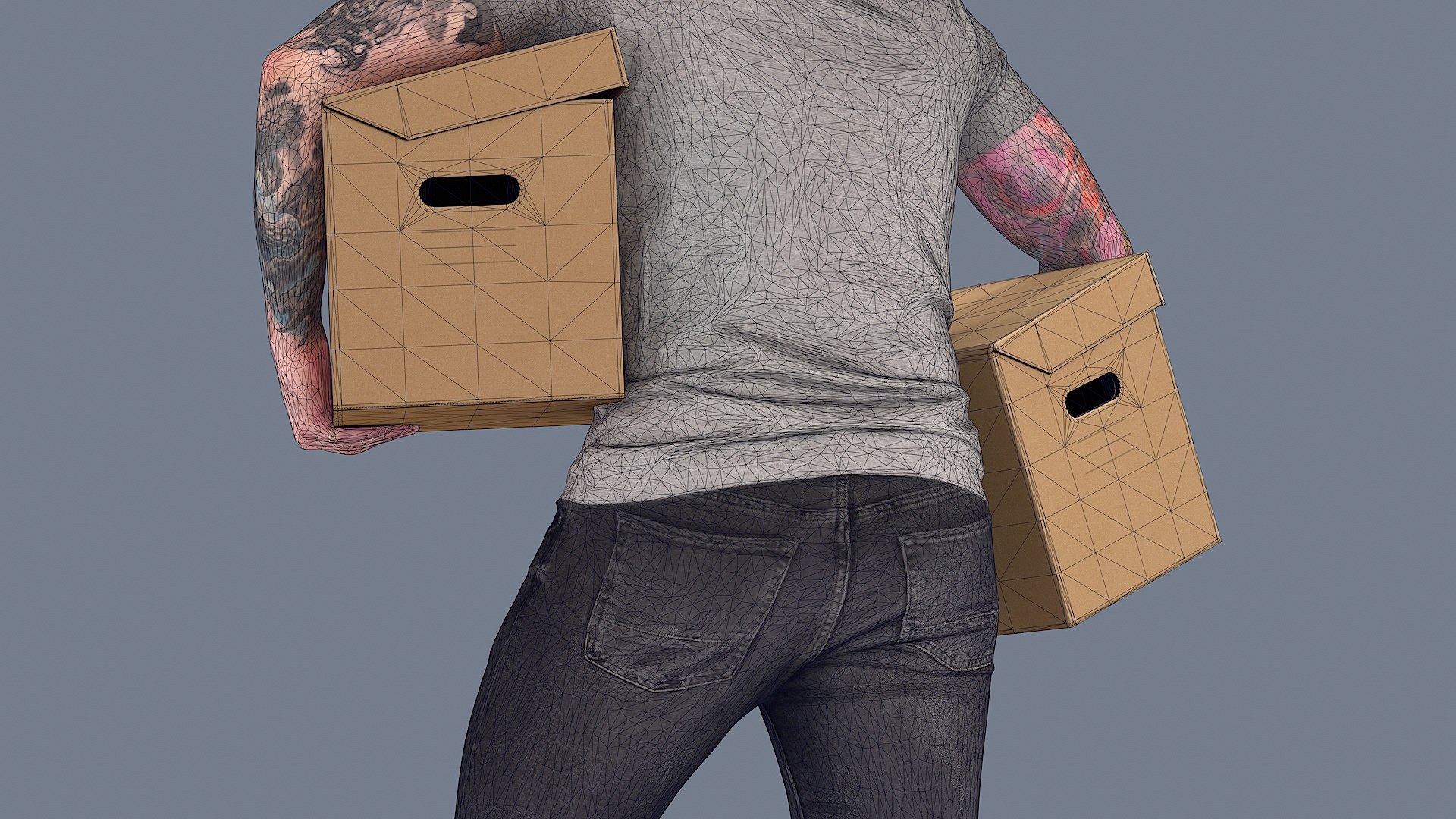 3D Moving Day Young Man With Cardboard Boxes Model - TurboSquid 2099398