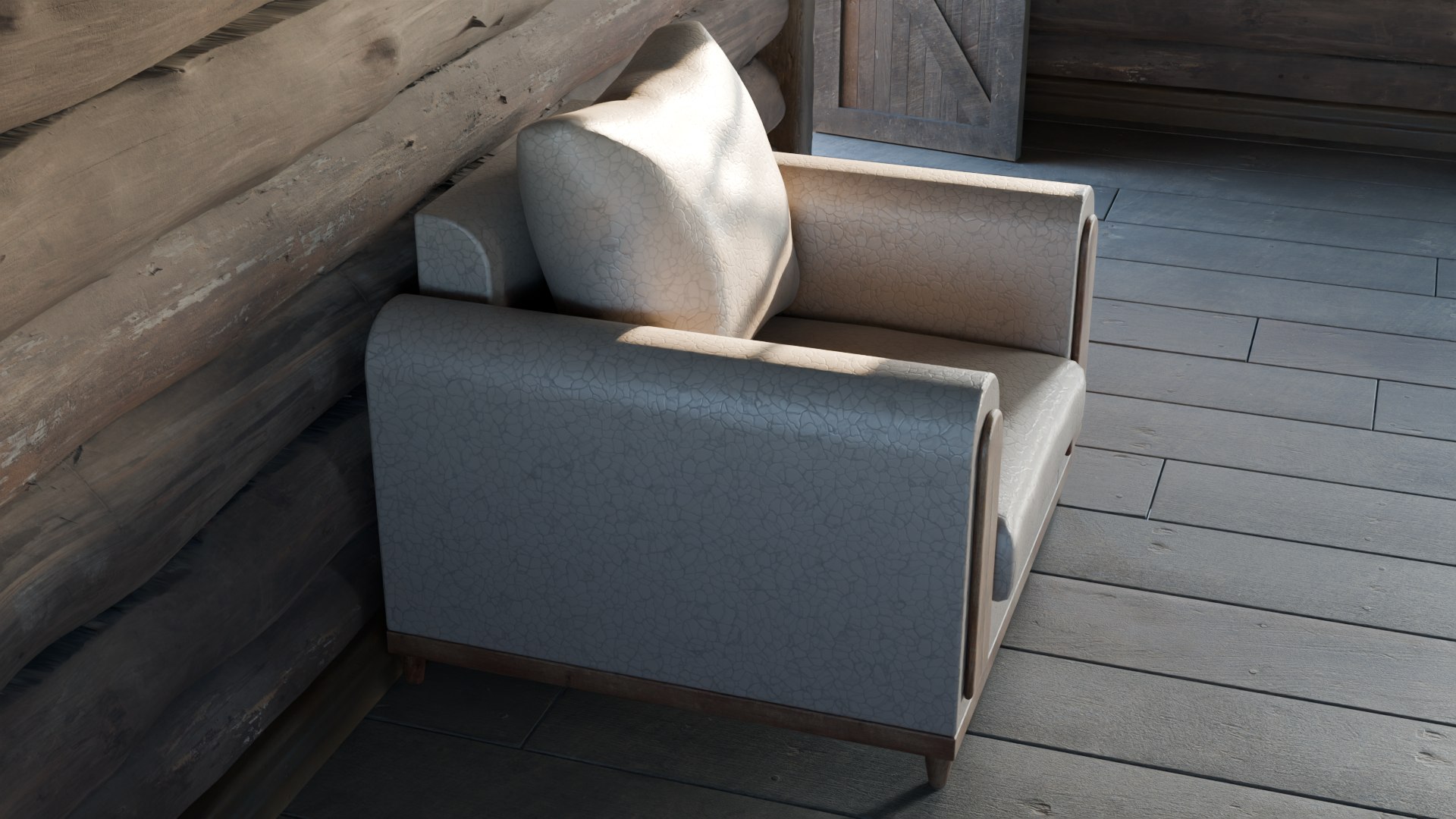 3D Rustic Leather Armchair - Country Upholstered Furniture - TurboSquid ...