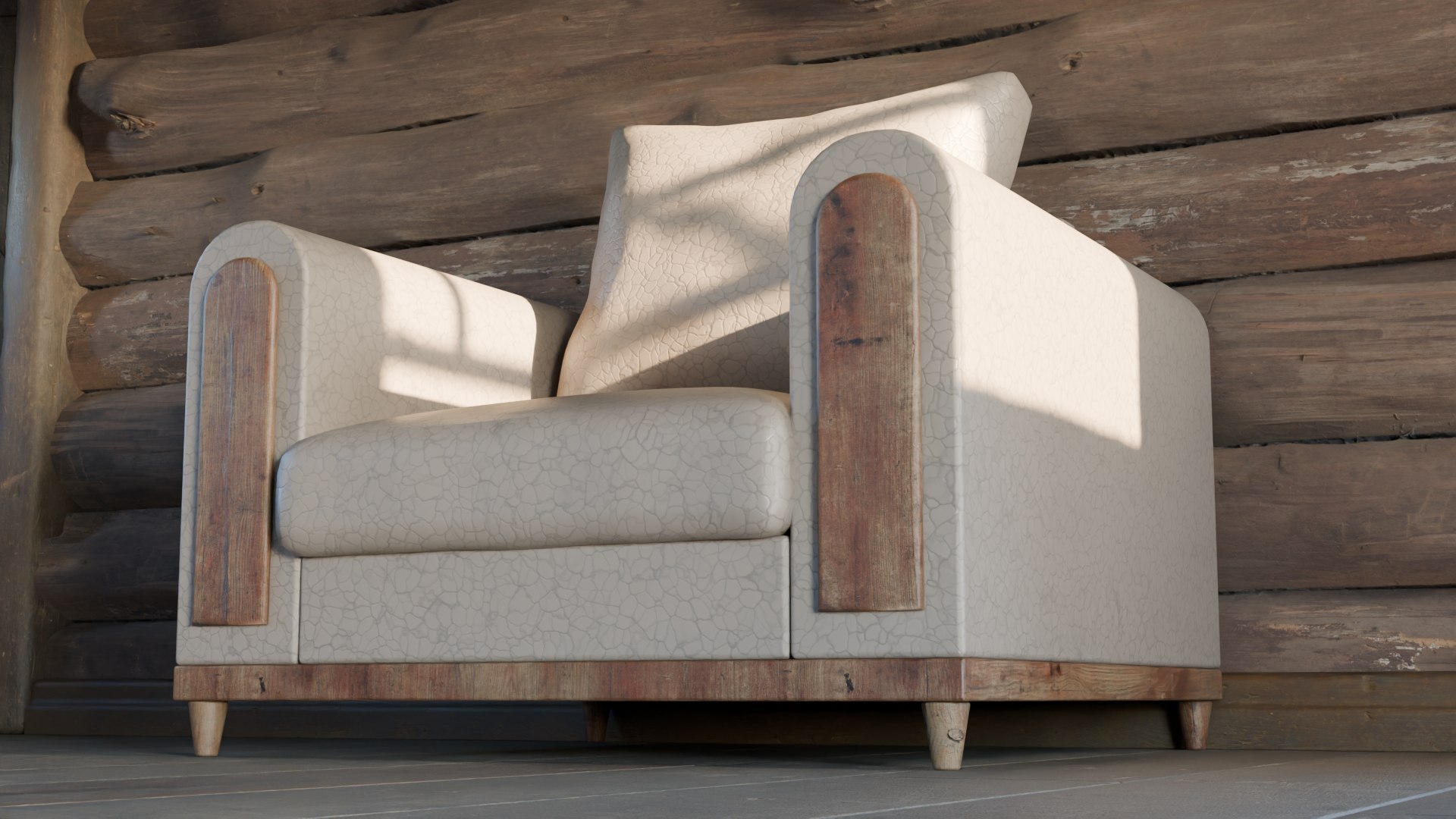 3D Rustic Leather Armchair - Country Upholstered Furniture - TurboSquid ...