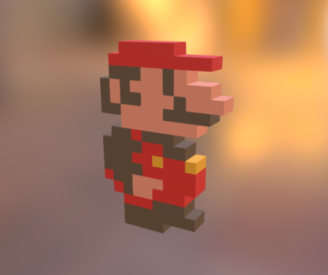 Mario Voxel Retro 3d Model