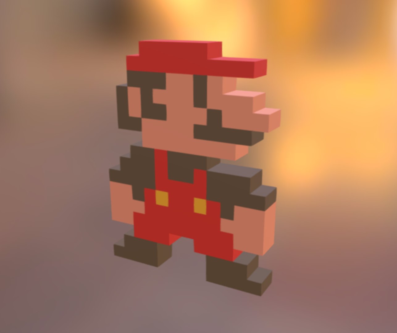Mario Voxel Retro 3d Model