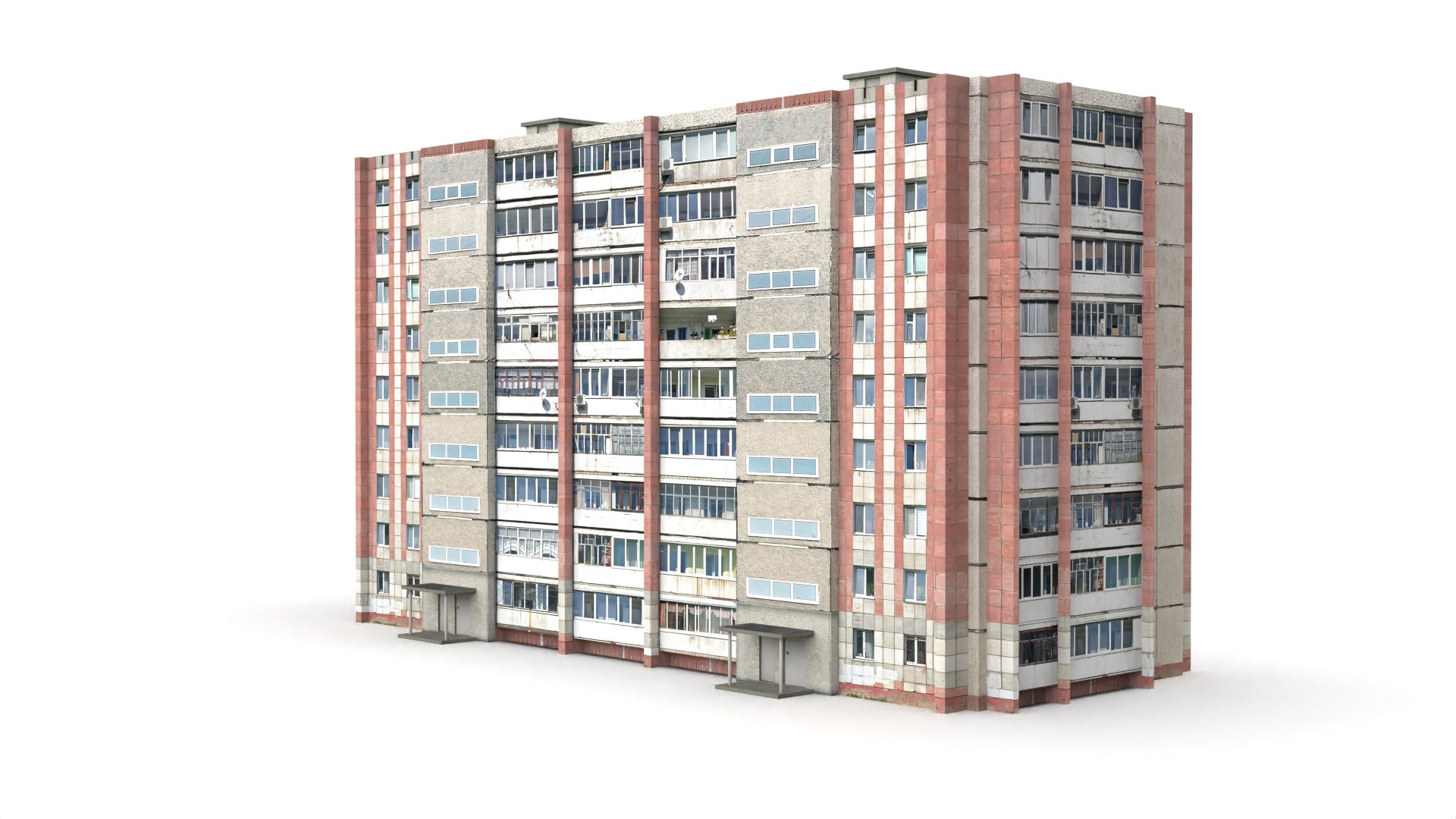 Nine-storey Residential Building 3D - TurboSquid 1840590