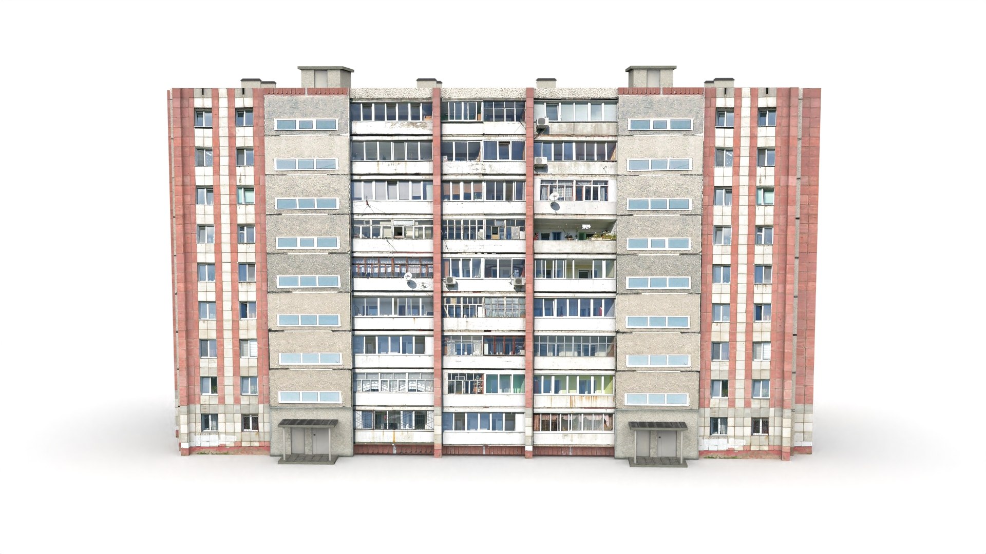 Nine-storey Residential Building 3D - TurboSquid 1840590