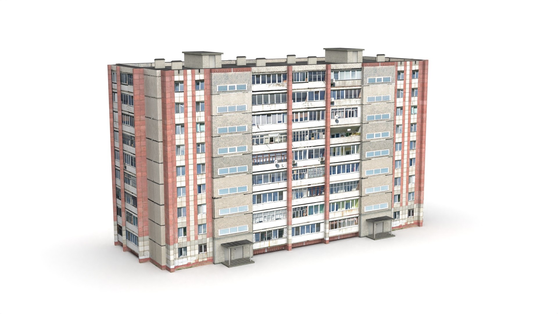 Nine-storey Residential Building 3D - TurboSquid 1840590