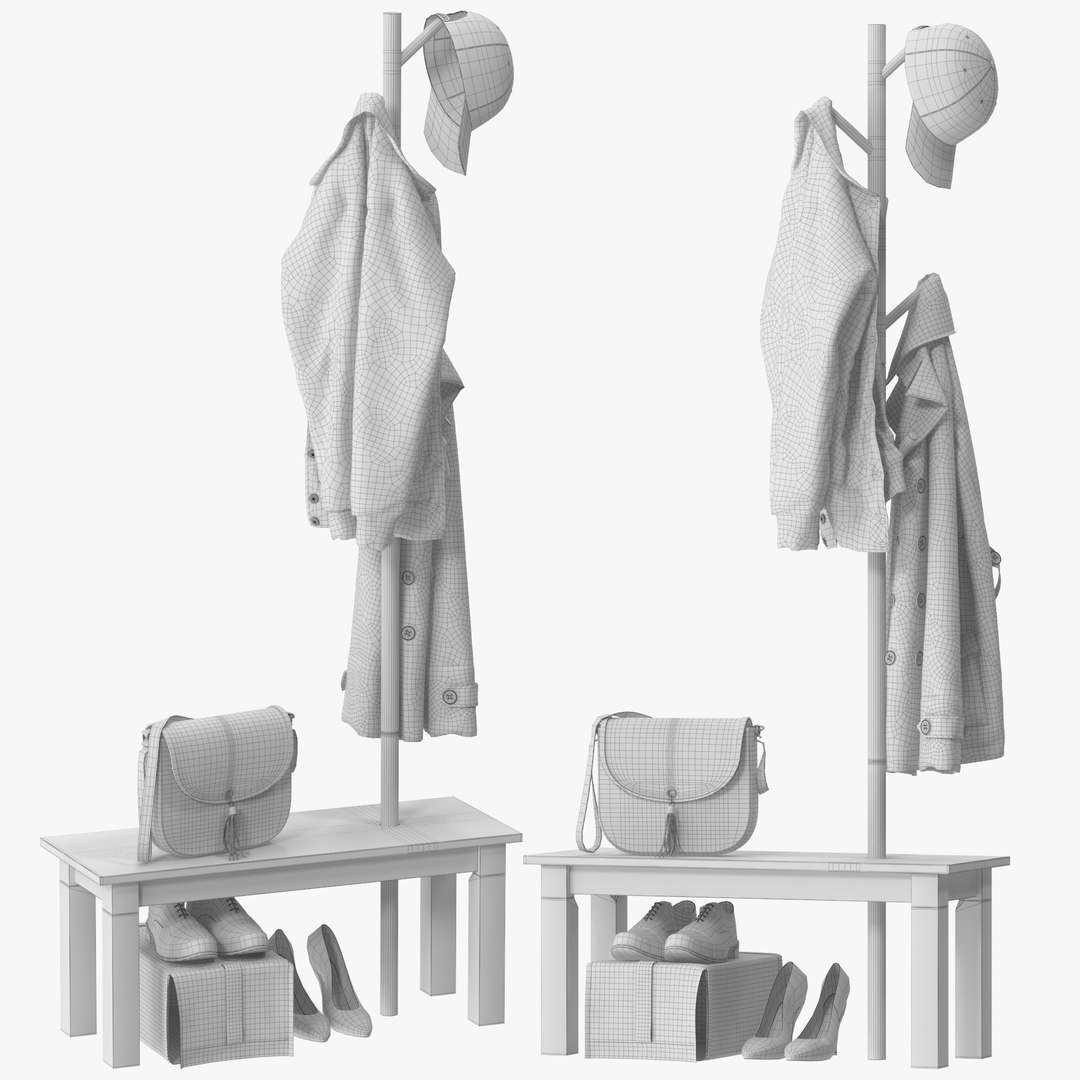 3D HOMCOM Bamboo Coat Rack Model - TurboSquid 1978358