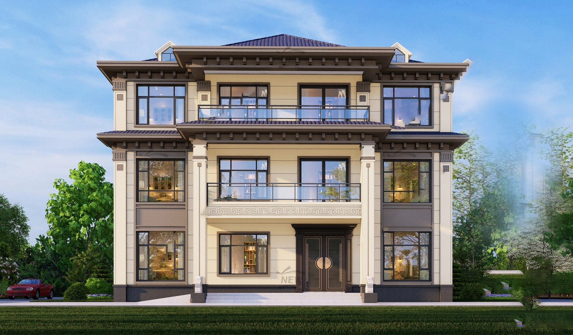 3D Modern Style Villa High-end Fashion Self-built Home Stay Hotel ...
