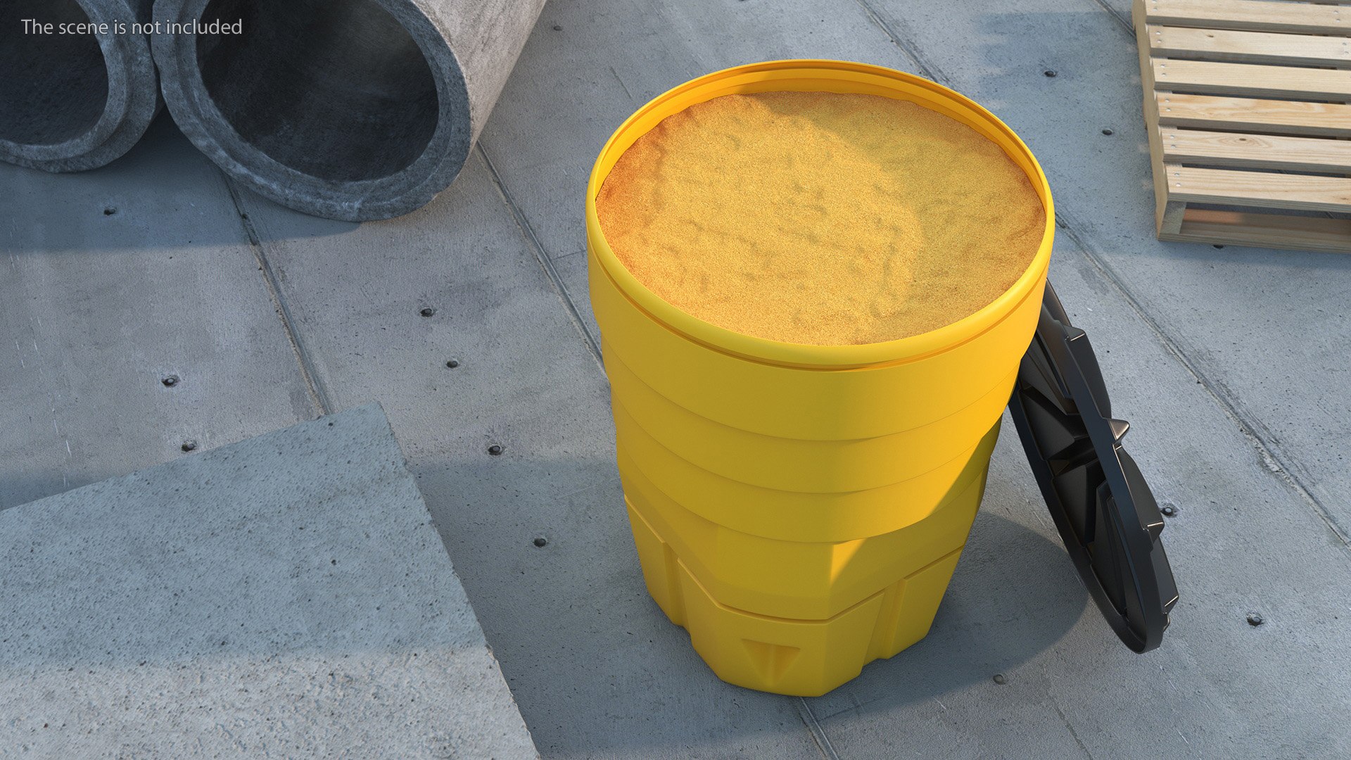 3D Model Yellow Opened Sand Barrel With Lid - TurboSquid 2220848