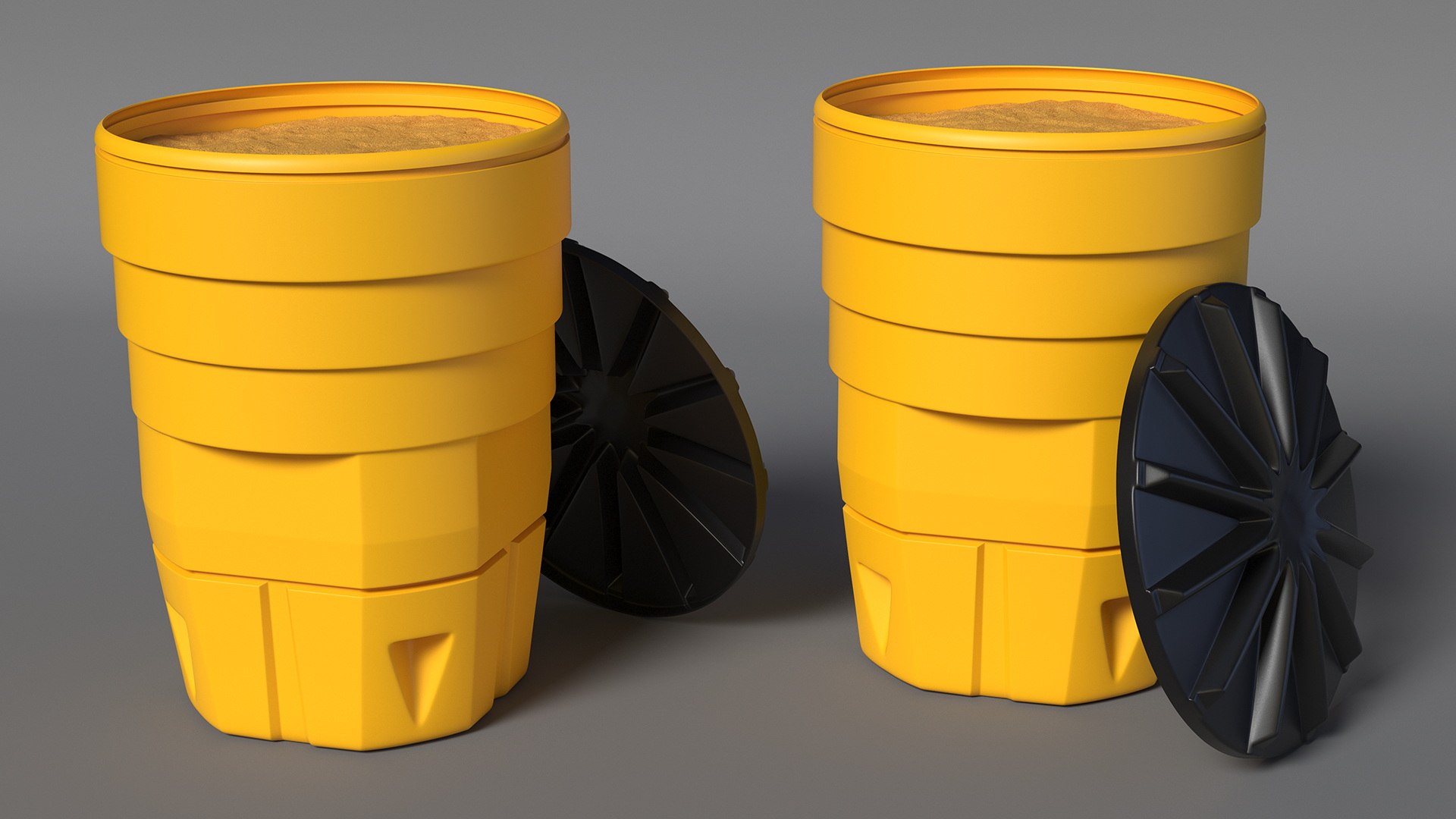 3D Model Yellow Opened Sand Barrel With Lid - TurboSquid 2220848