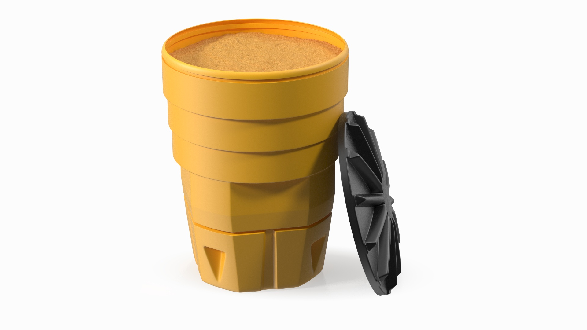3D Model Yellow Opened Sand Barrel With Lid - TurboSquid 2220848