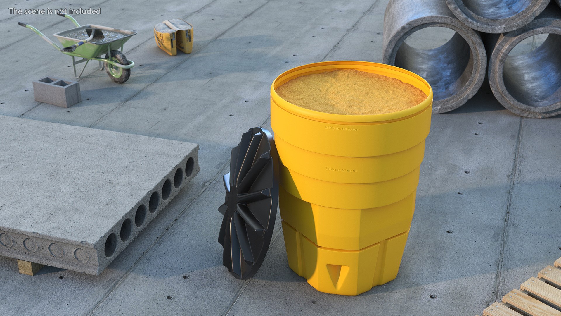 3D Model Yellow Opened Sand Barrel With Lid - TurboSquid 2220848