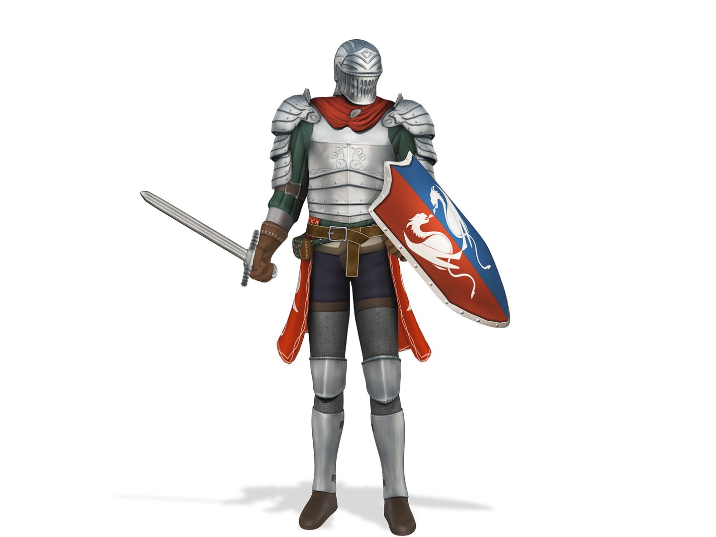 3D Knight Character Shield Sword - TurboSquid 1492444