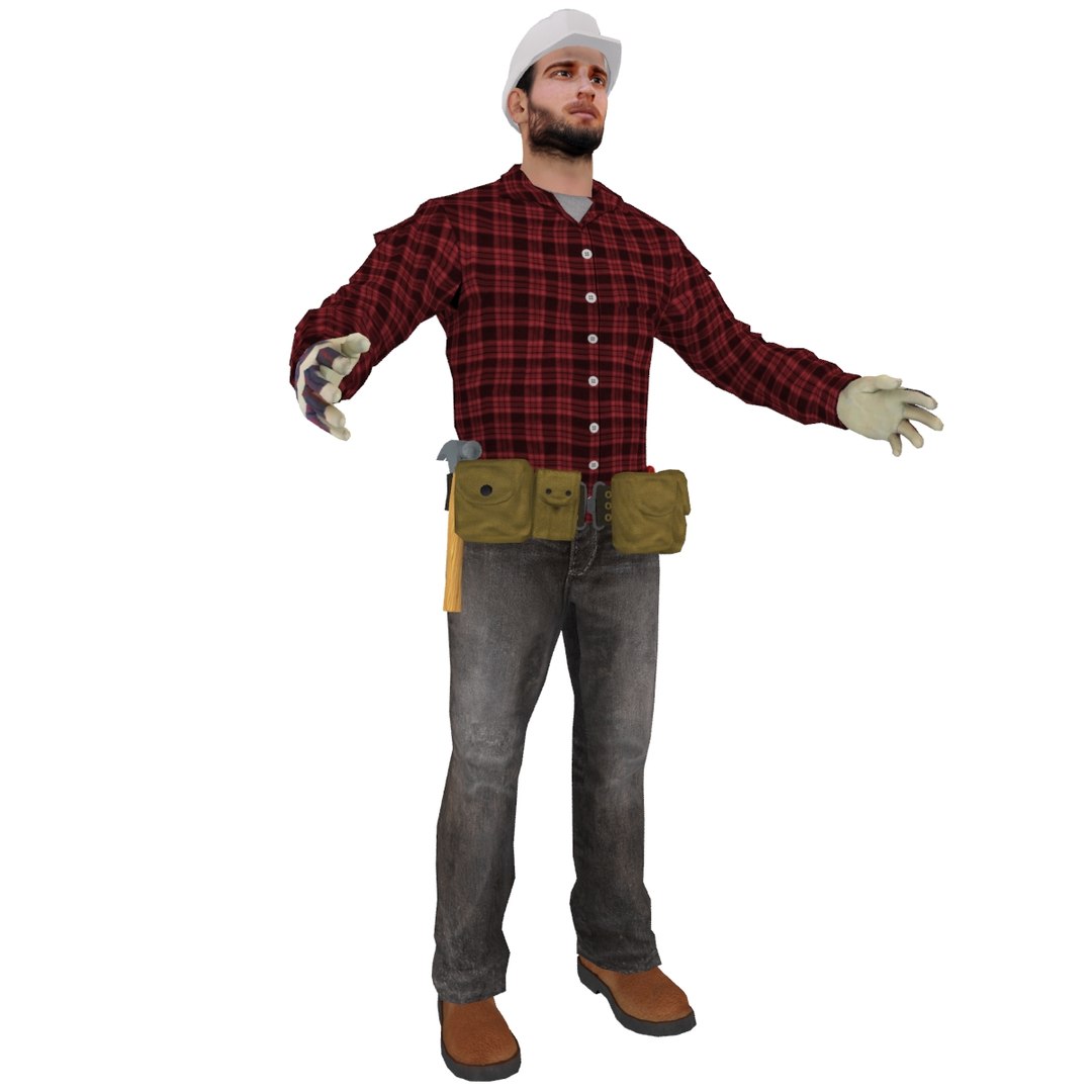 handyman worker man 3d model
