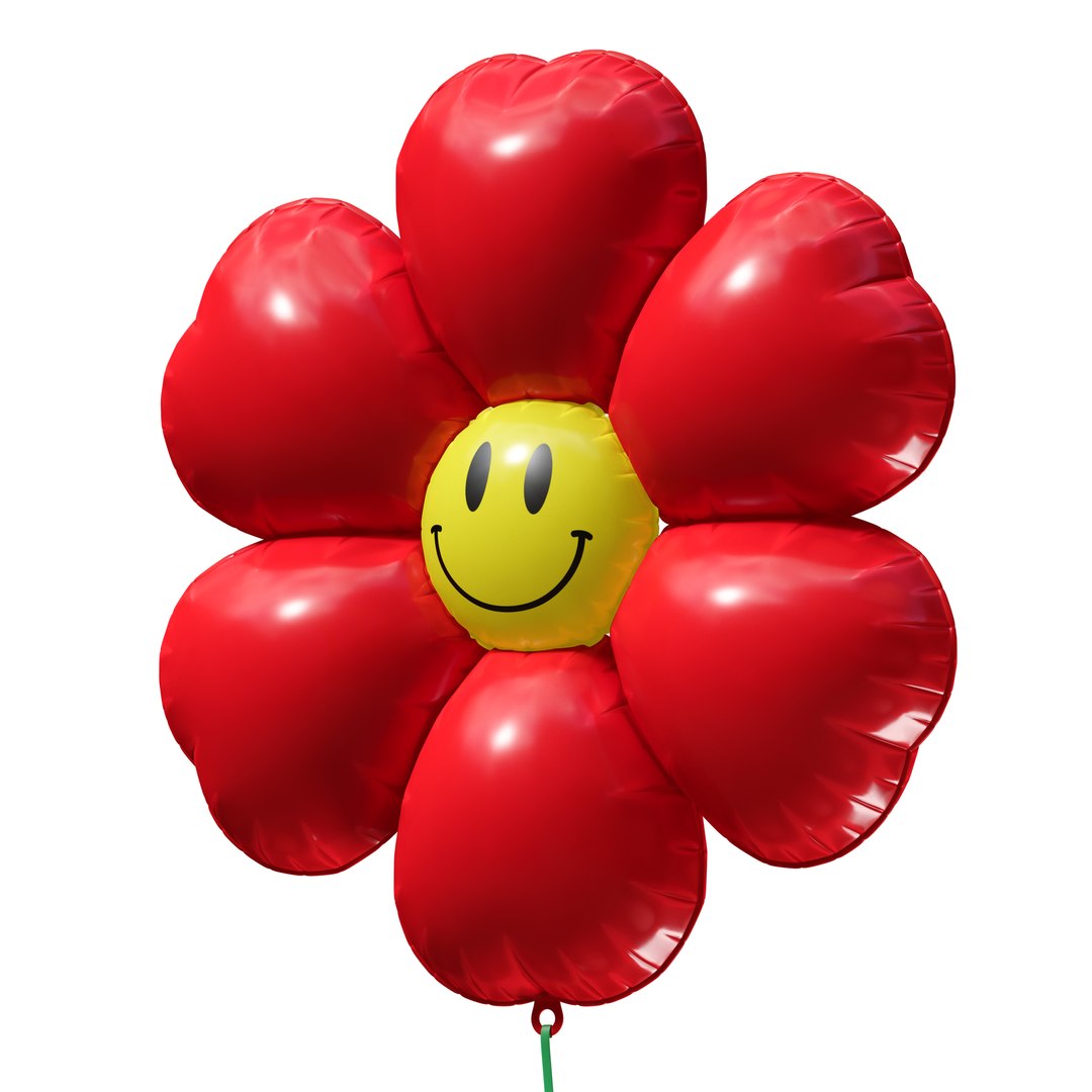 Balloon Inflatable Red Flower With Smiley 3D - TurboSquid 2101288