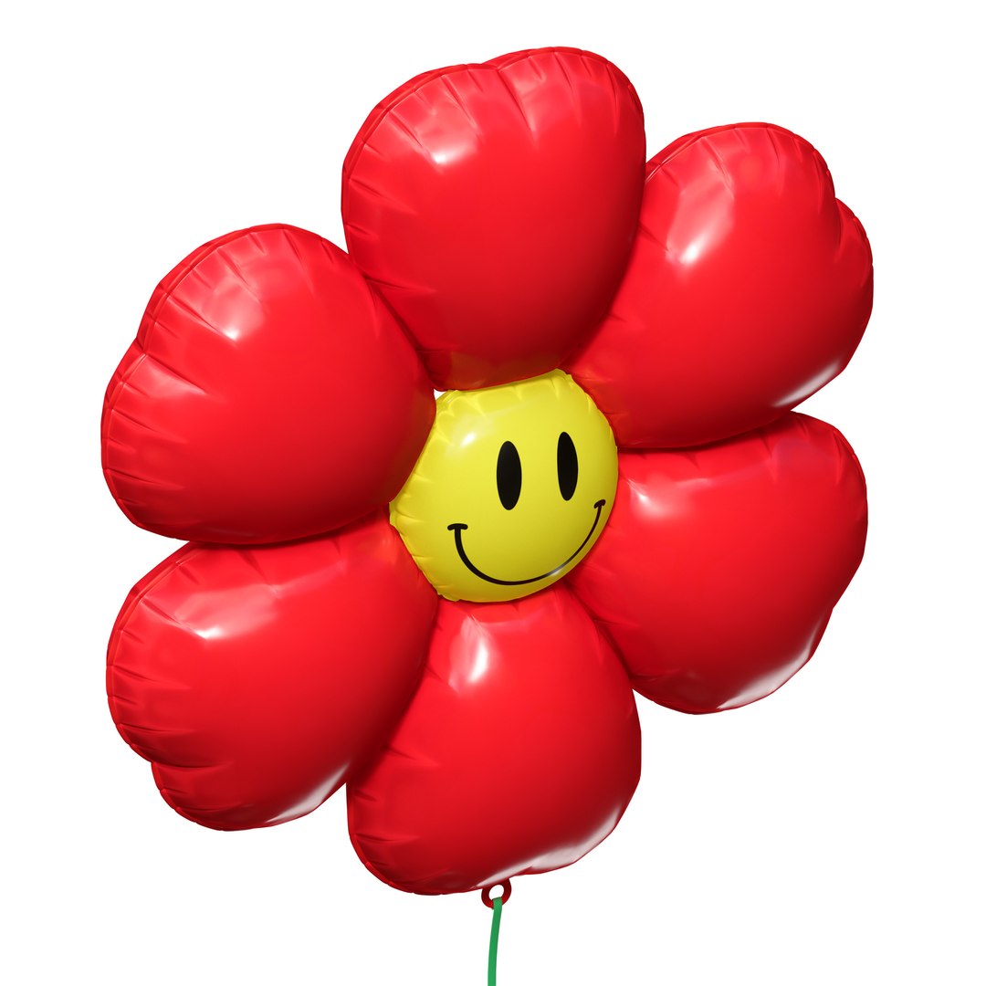 Balloon Inflatable Red Flower With Smiley 3D - TurboSquid 2101288