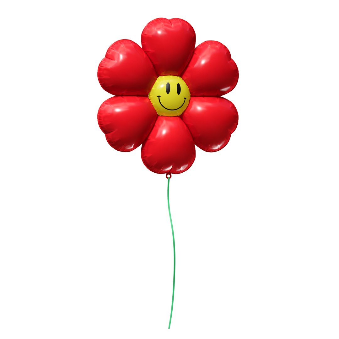 Balloon Inflatable Red Flower With Smiley 3D - TurboSquid 2101288