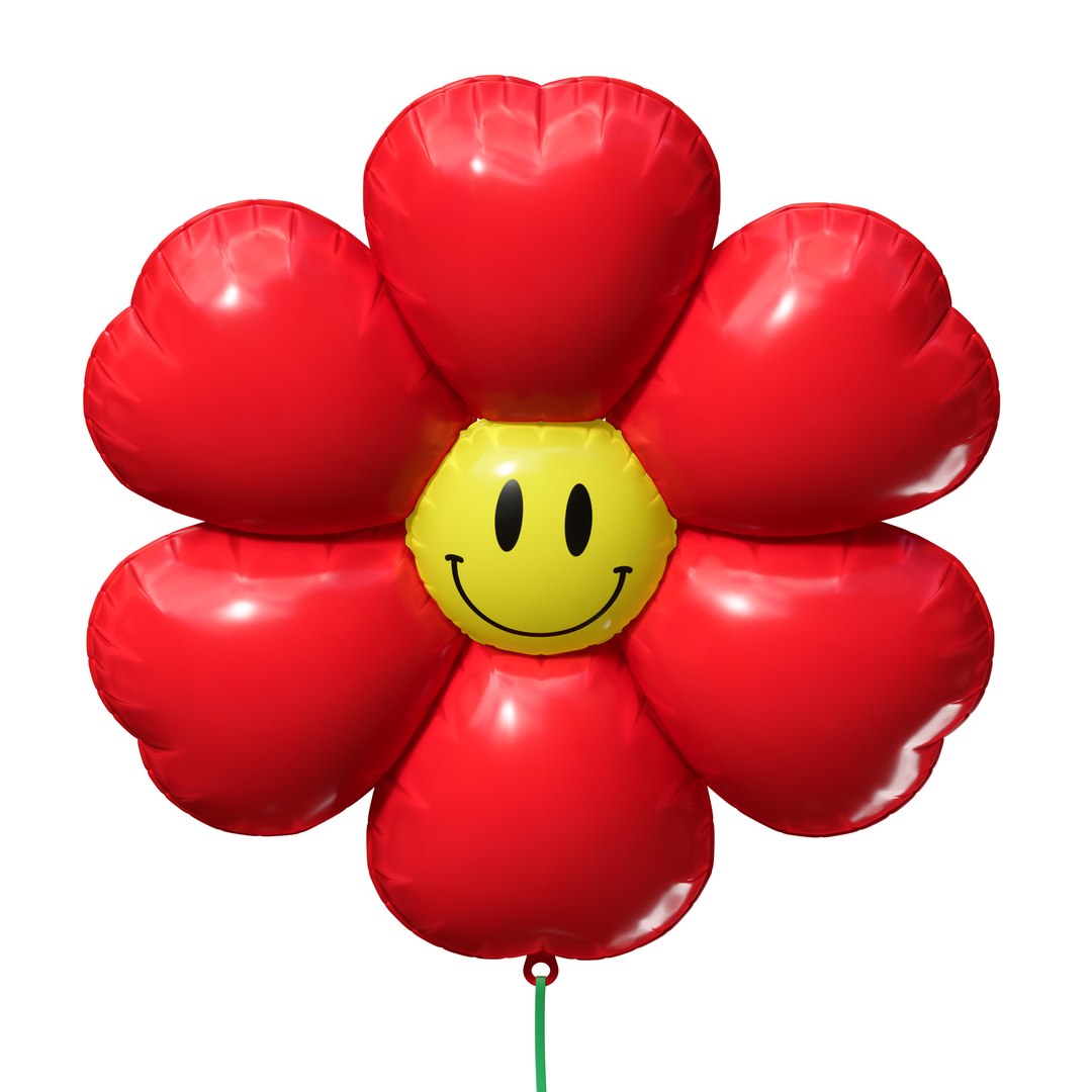 Balloon Inflatable Red Flower With Smiley 3D - TurboSquid 2101288