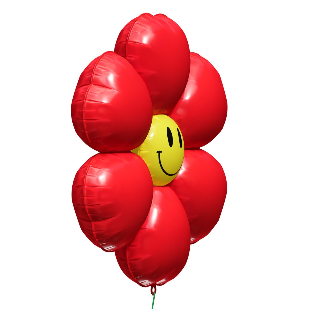 Balloon Inflatable Red Flower With Smiley 3D - TurboSquid 2101288